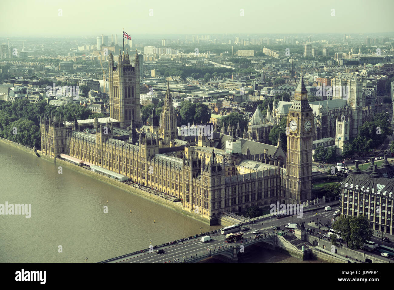 London Westminster rooftop view panorama with urban architectures Stock ...