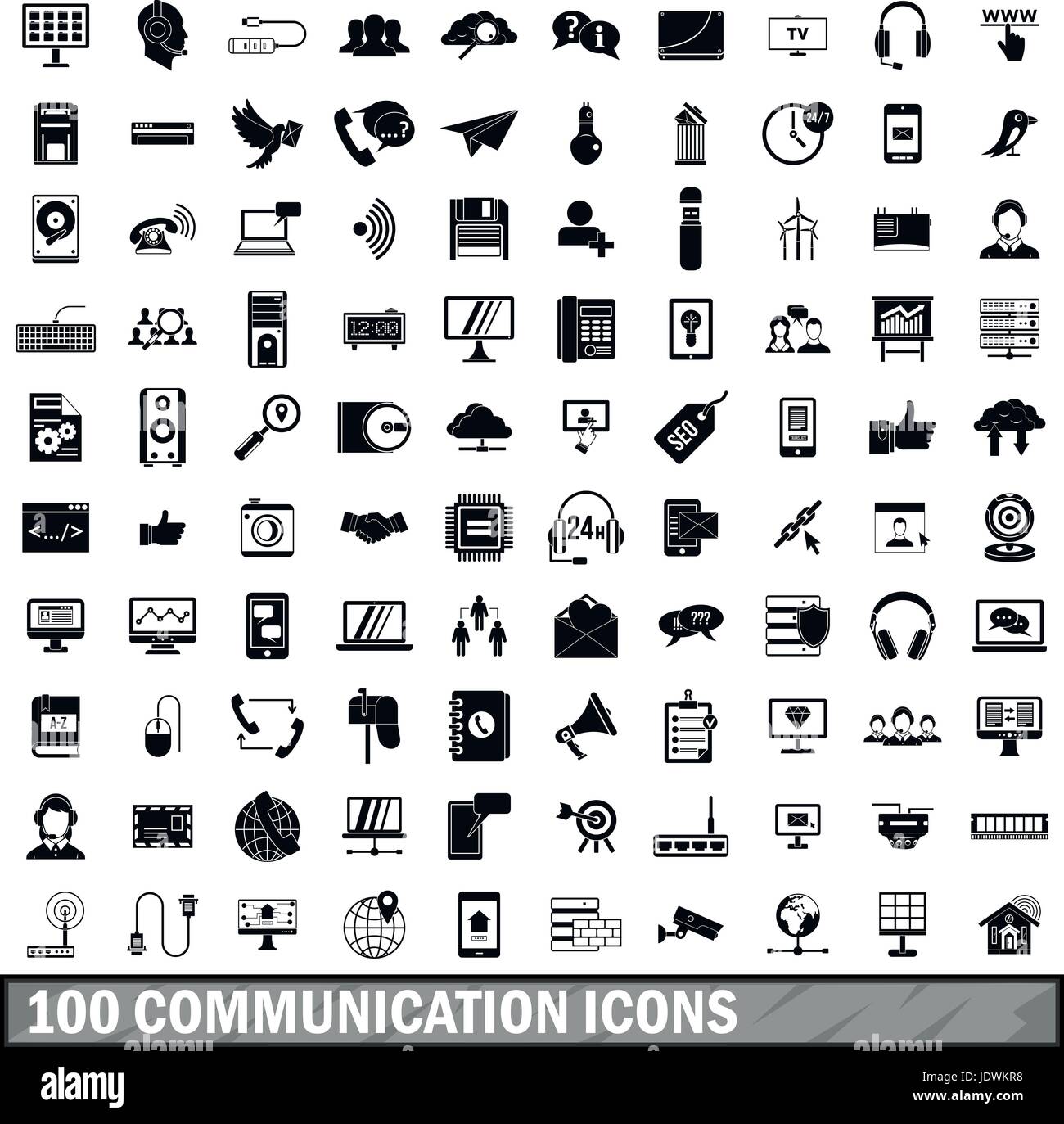 100 communication icons set, simple style Stock Vector Image & Art - Alamy