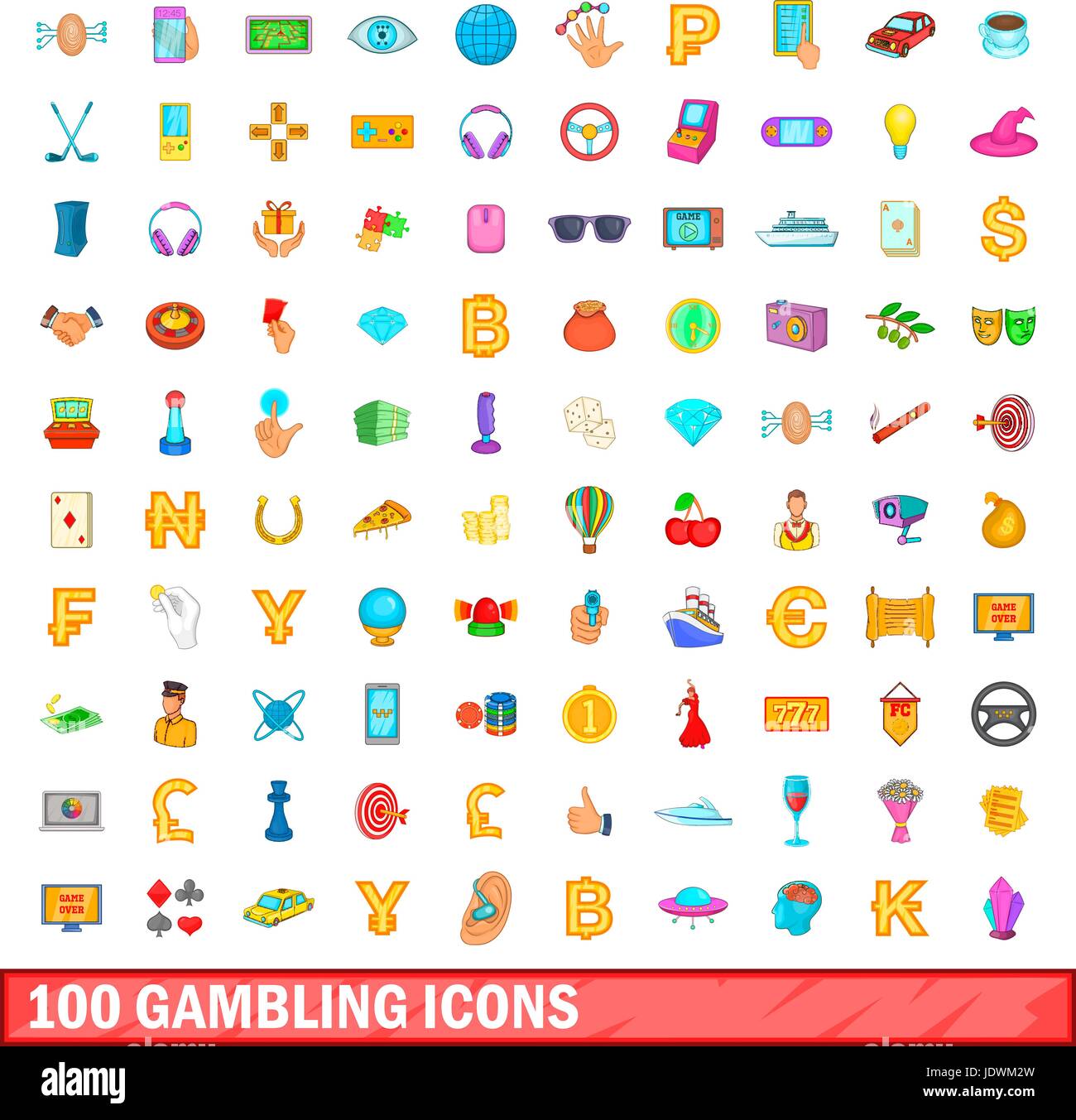 100 gambling icons set, cartoon style Stock Vector Image & Art - Alamy