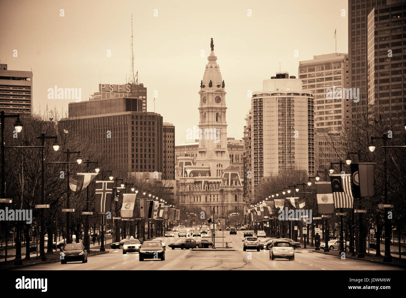 PHILADELPHIA, PENNSYLVANIA - MAR 26: City street view with urban ...