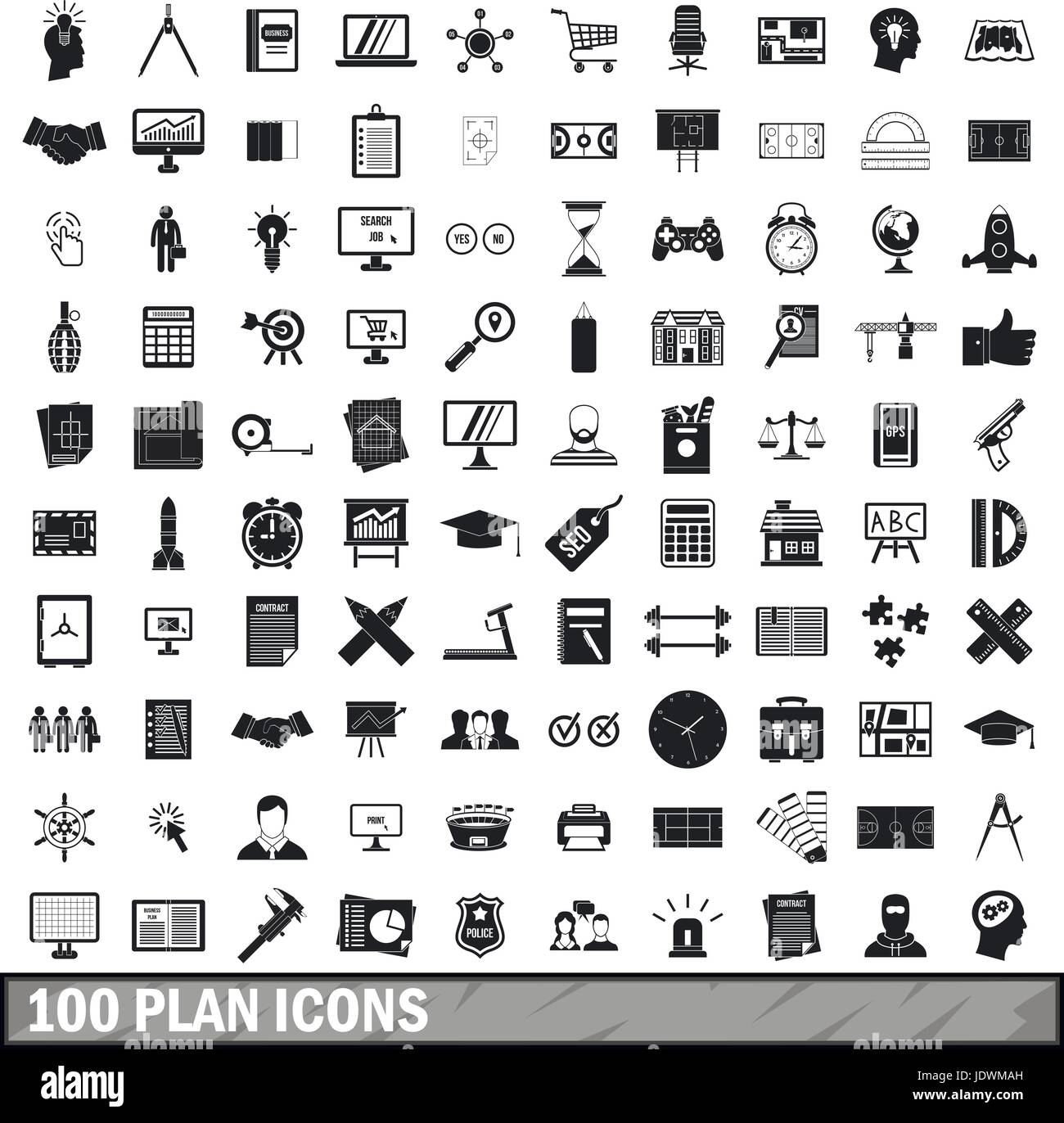 100 plan icons set, simple style Stock Vector Image & Art - Alamy