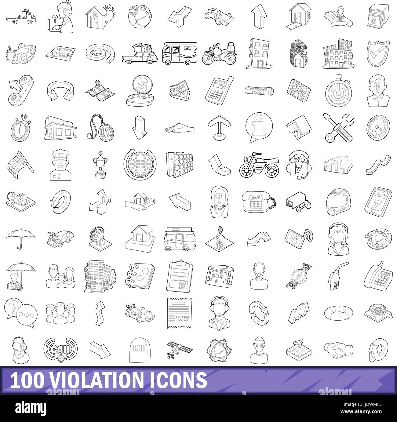 100 violation icons set, outline style Stock Vector Image & Art - Alamy