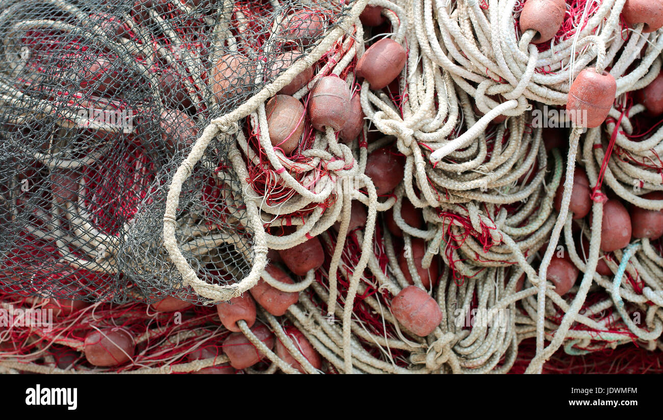 Tangle of fishing nets in fishermen's fishing Stock Photo - Alamy
