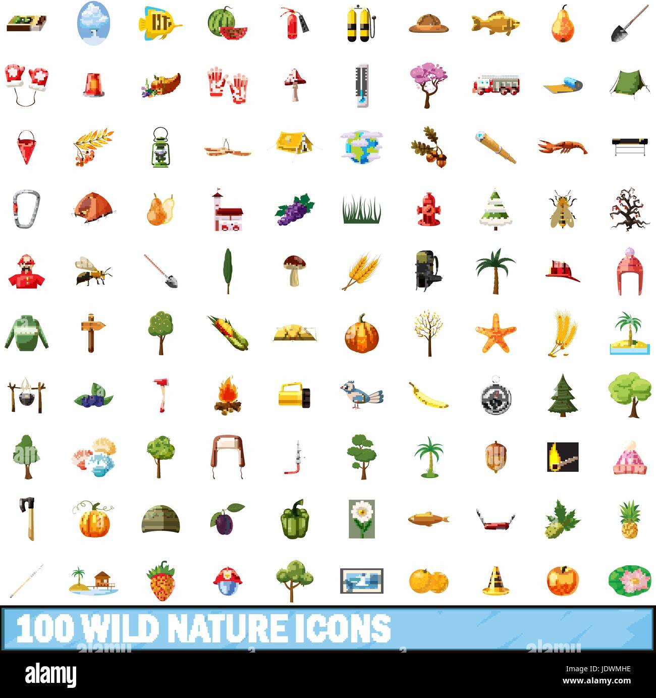 100 wild nature icons set, cartoon style Stock Vector Image & Art - Alamy