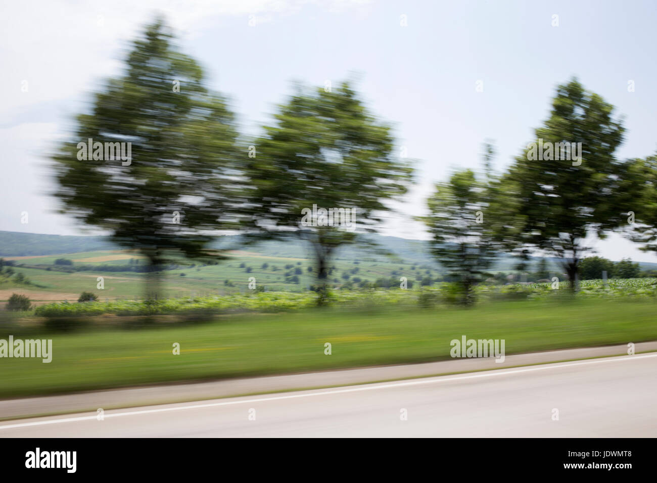 View from the car window. Landscape photographed while driving Stock ...
