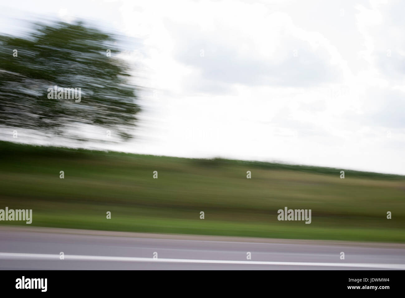 View from the car window. Landscape photographed while driving Stock ...