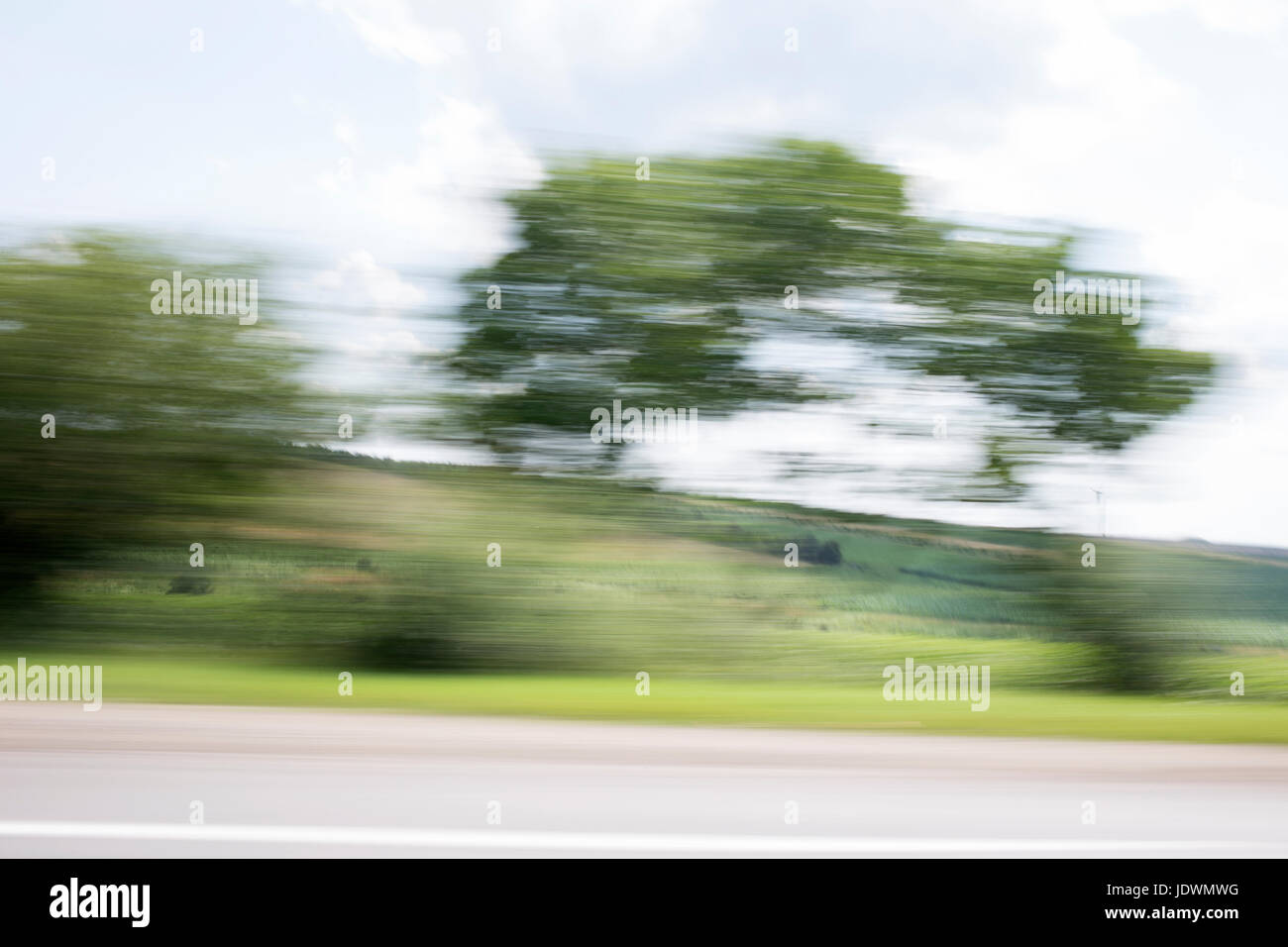 View from the car window. Landscape photographed while driving Stock ...
