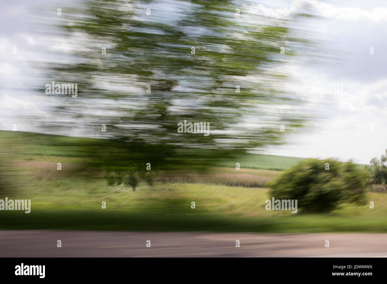 View from the car window. Landscape photographed while driving Stock ...