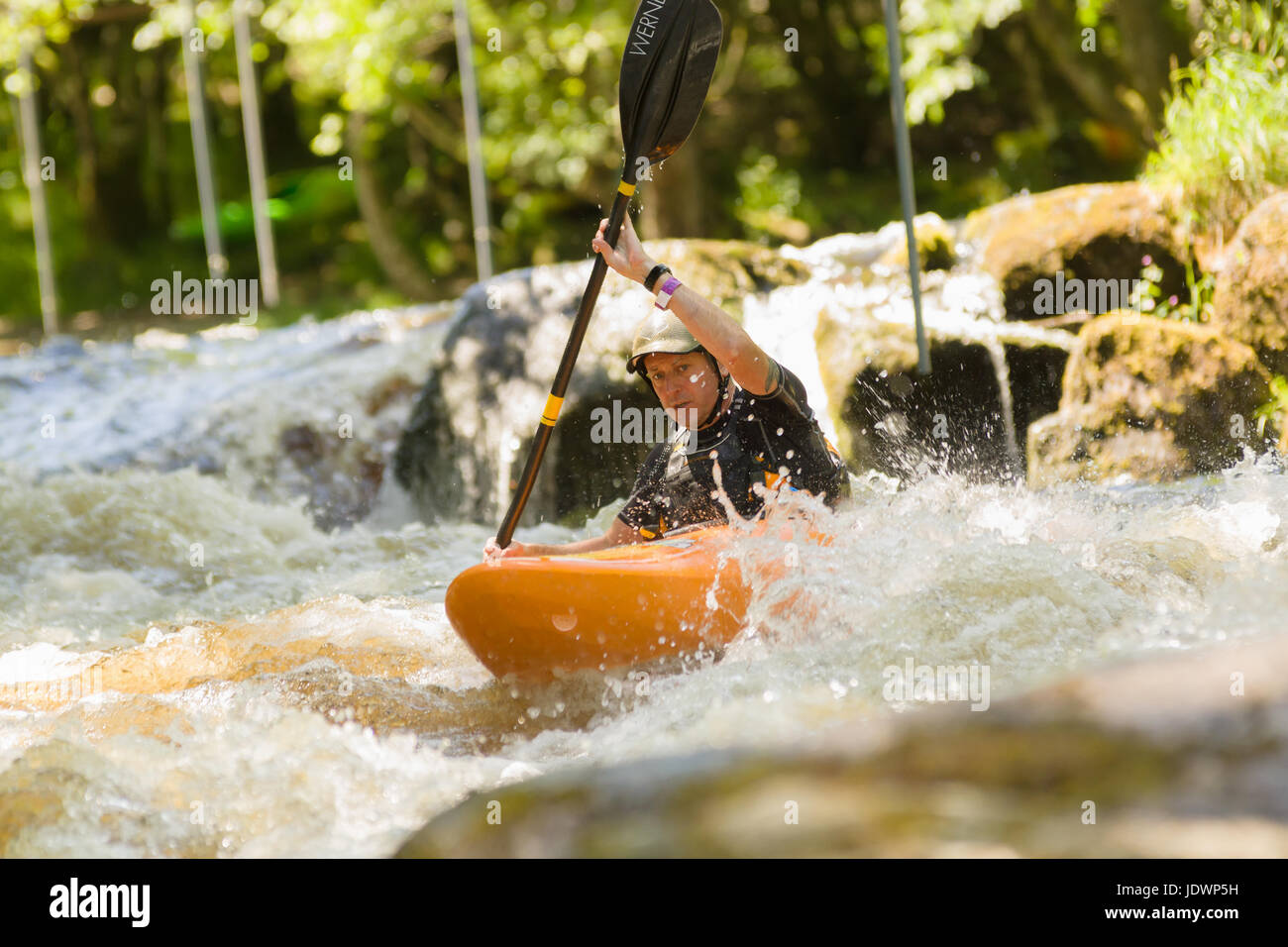 White water kayaker shooting the rapids at the National White Water ...