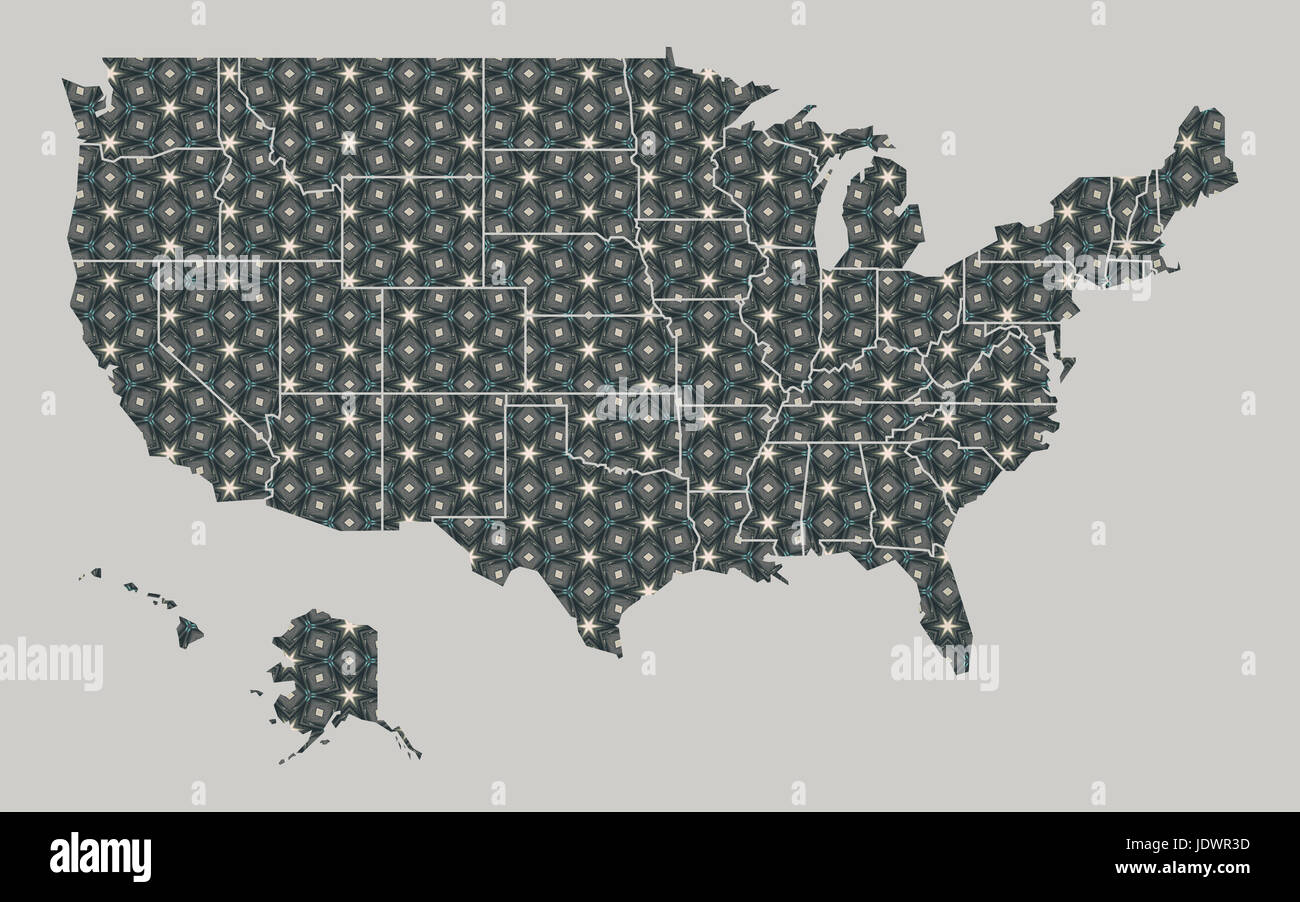 United States map with stars and ornaments including borders Stock ...
