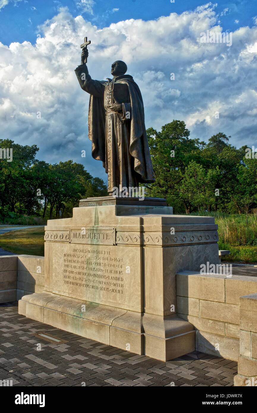 Father Marquette Statue Marquette Park Gary, Indiana Stock Photo - Alamy