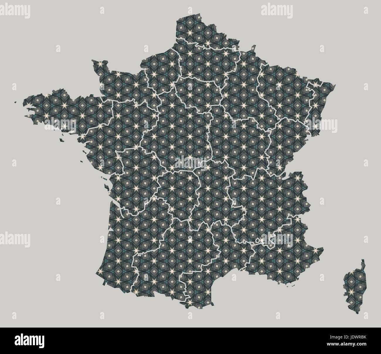 France map with stars and ornaments including borders Stock Photo - Alamy