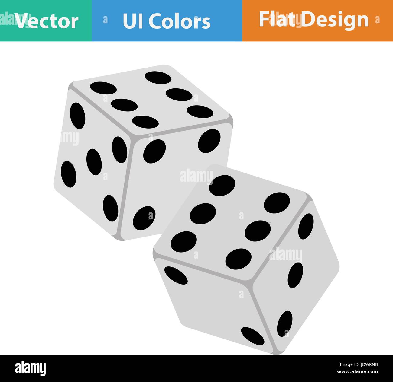 Craps dice icon. Flat color design. Vector illustration Stock Vector ...