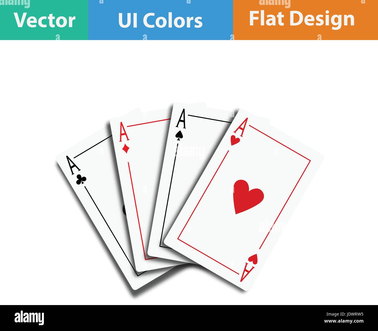 Set of four card icons. Flat color design. Vector illustration Stock ...