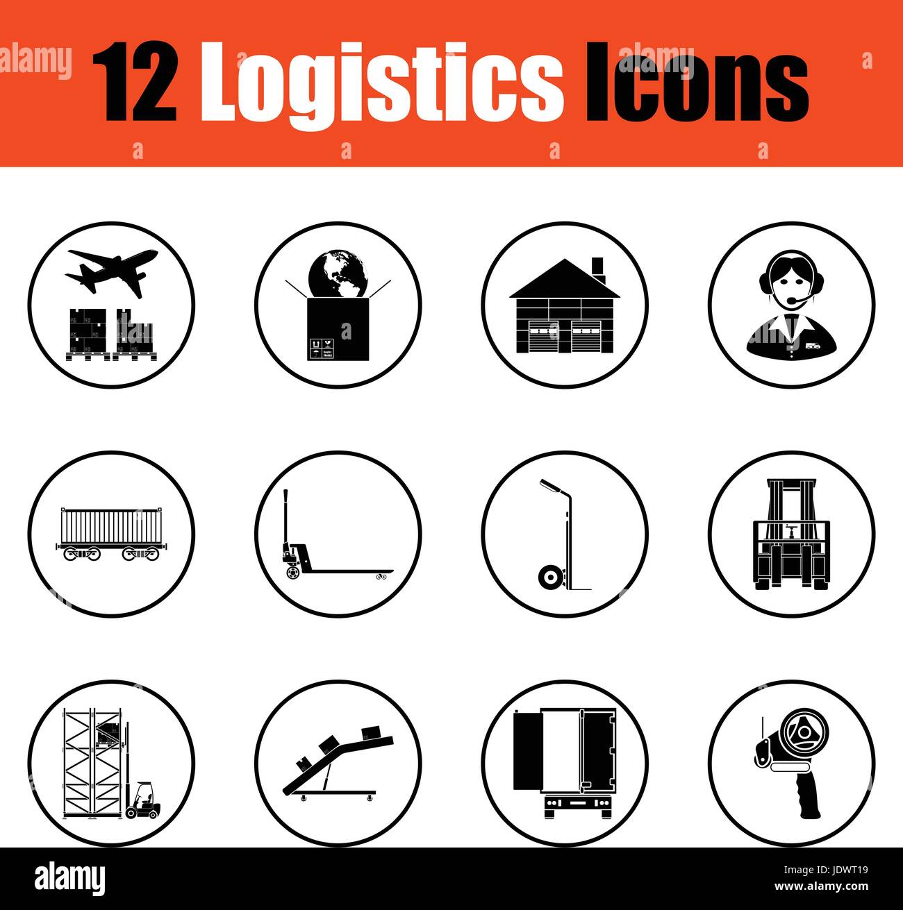 Logistics icon set. Thin circle design. Vector illustration Stock ...