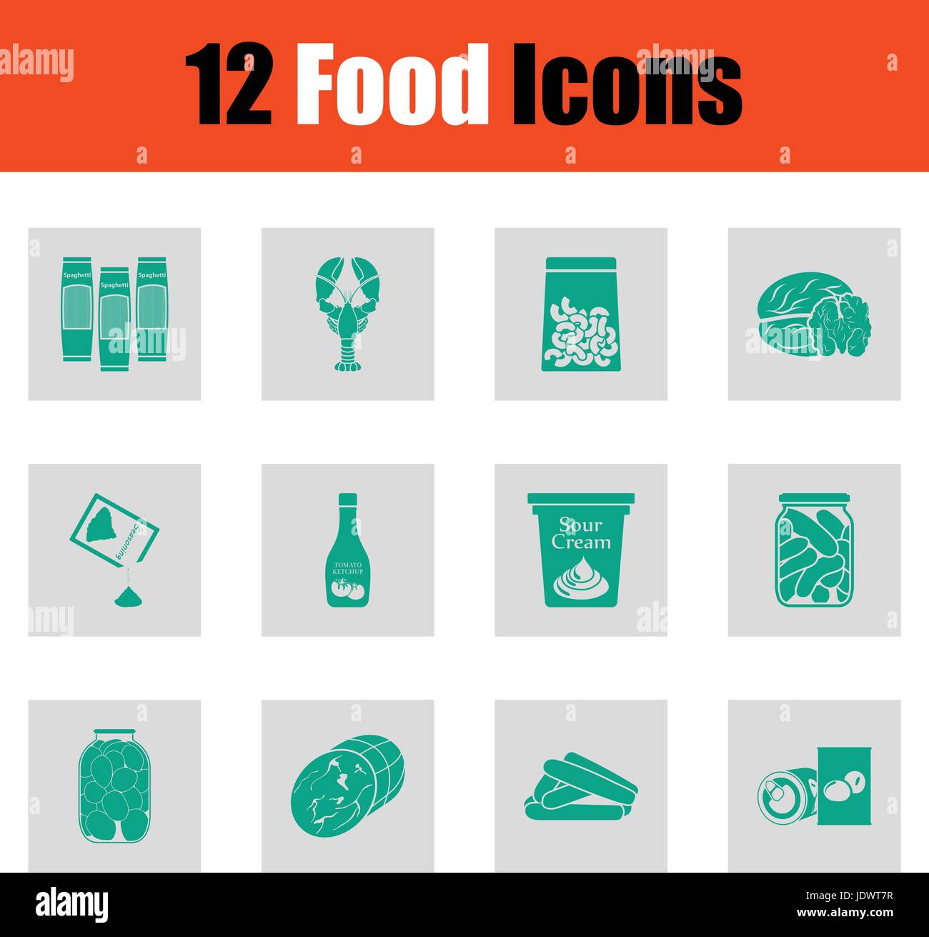 Food icon set. Green on gray design. Vector illustration Stock Vector ...
