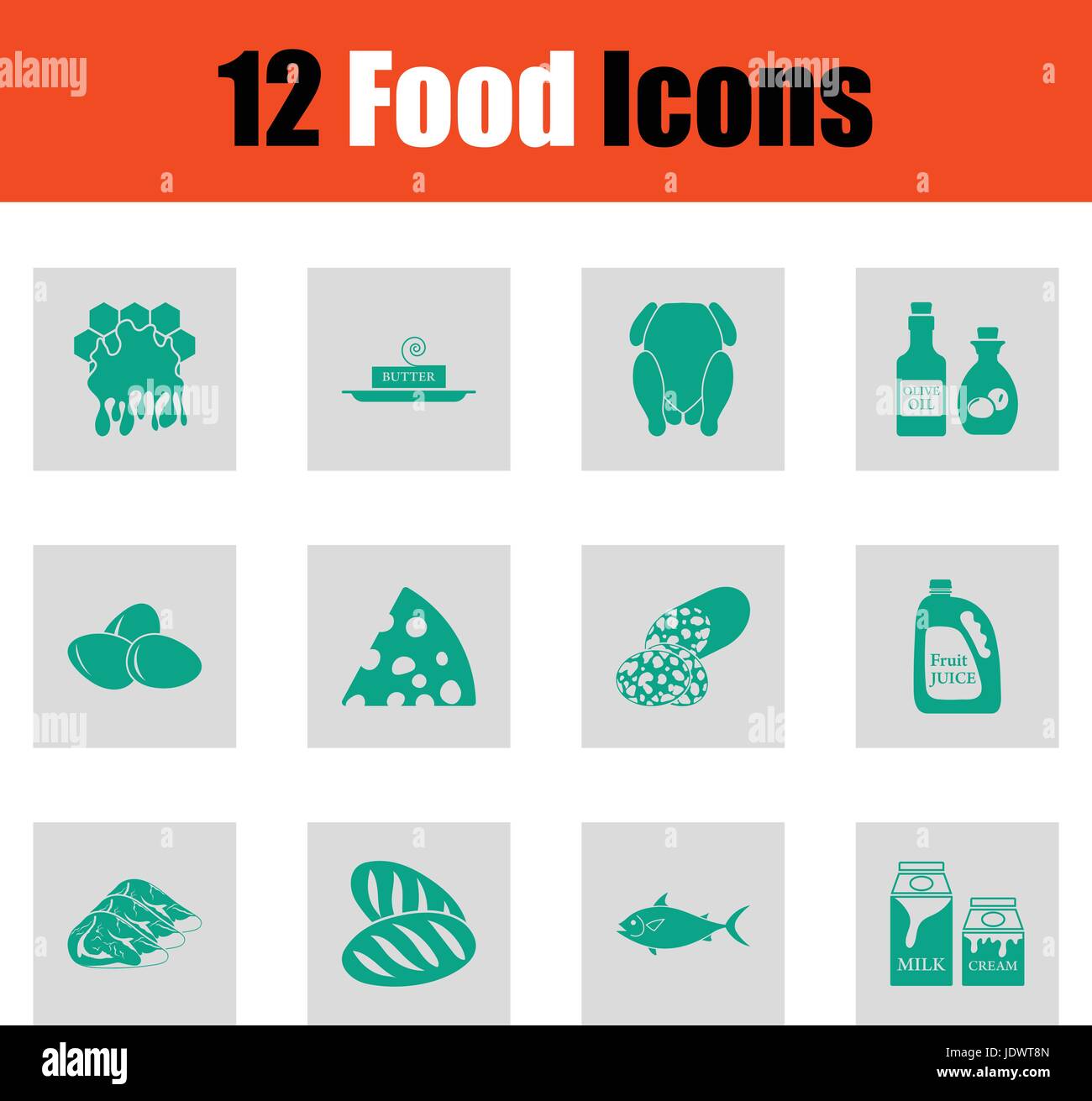 Food icon set. Green on gray design. Vector illustration Stock Vector ...
