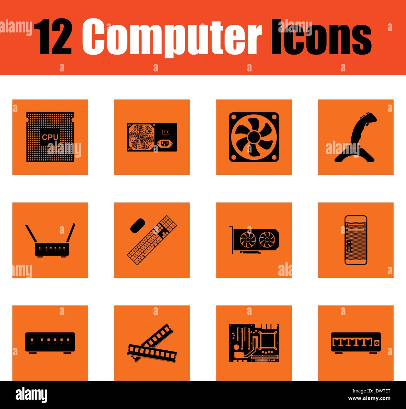 Set of computer icons. Orange design. Vector illustration Stock Vector ...
