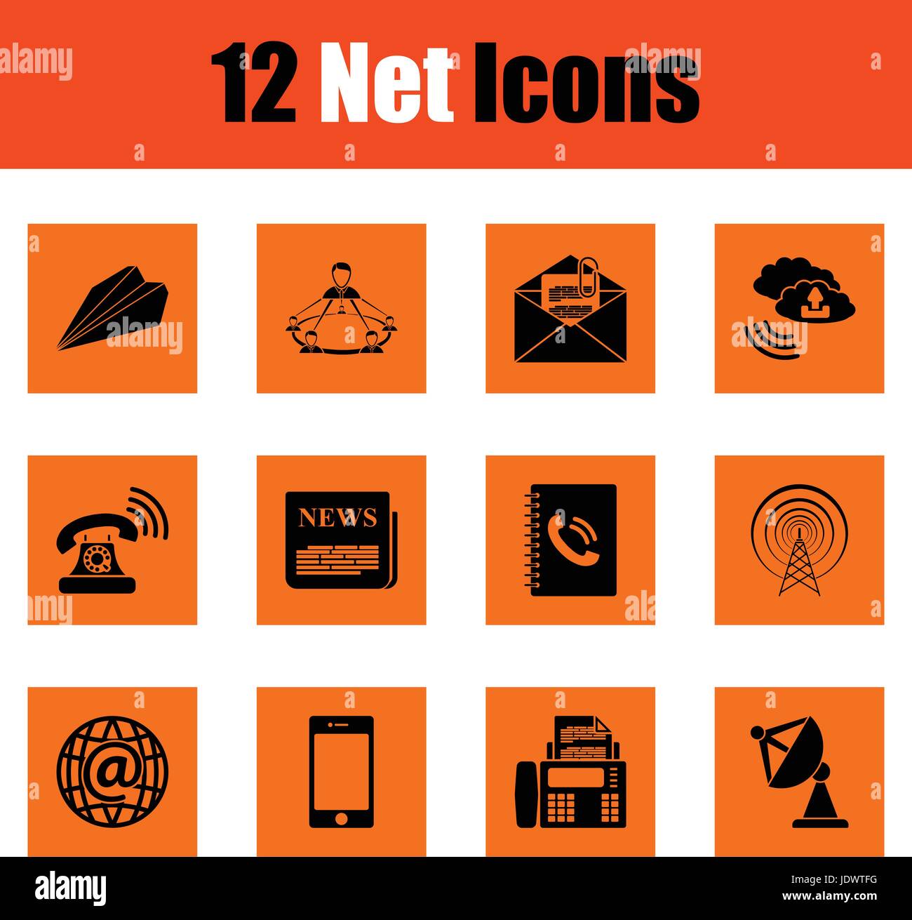 Communication icon set. Orange design. Vector illustration Stock Vector ...
