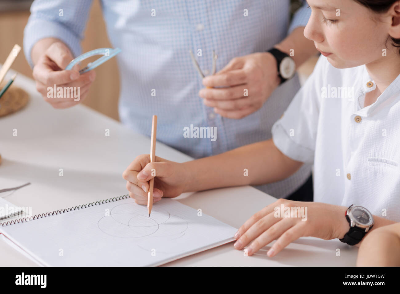 Boy circle protractor hi-res stock photography and images - Alamy