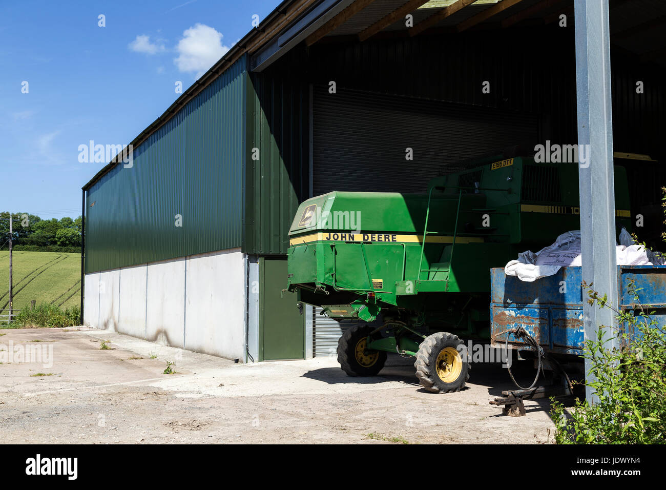 John Deere combine in farm yard,agriculture, combine, crop, deere, farm ...