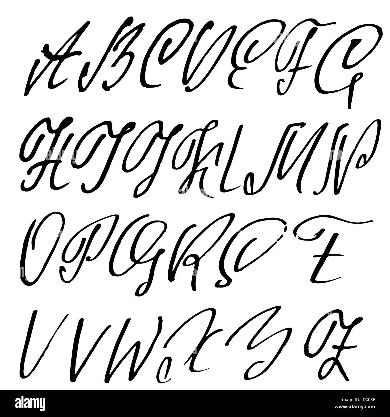 Hand drawn elegant calligraphy font. Modern brush lettering. Grunge ...