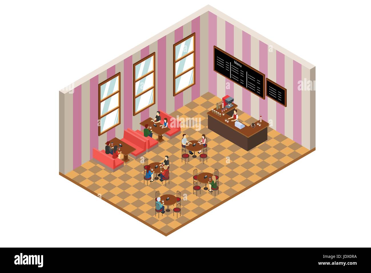 A vector illustration of Isometric Design of a Cafe or Restaurant Stock ...