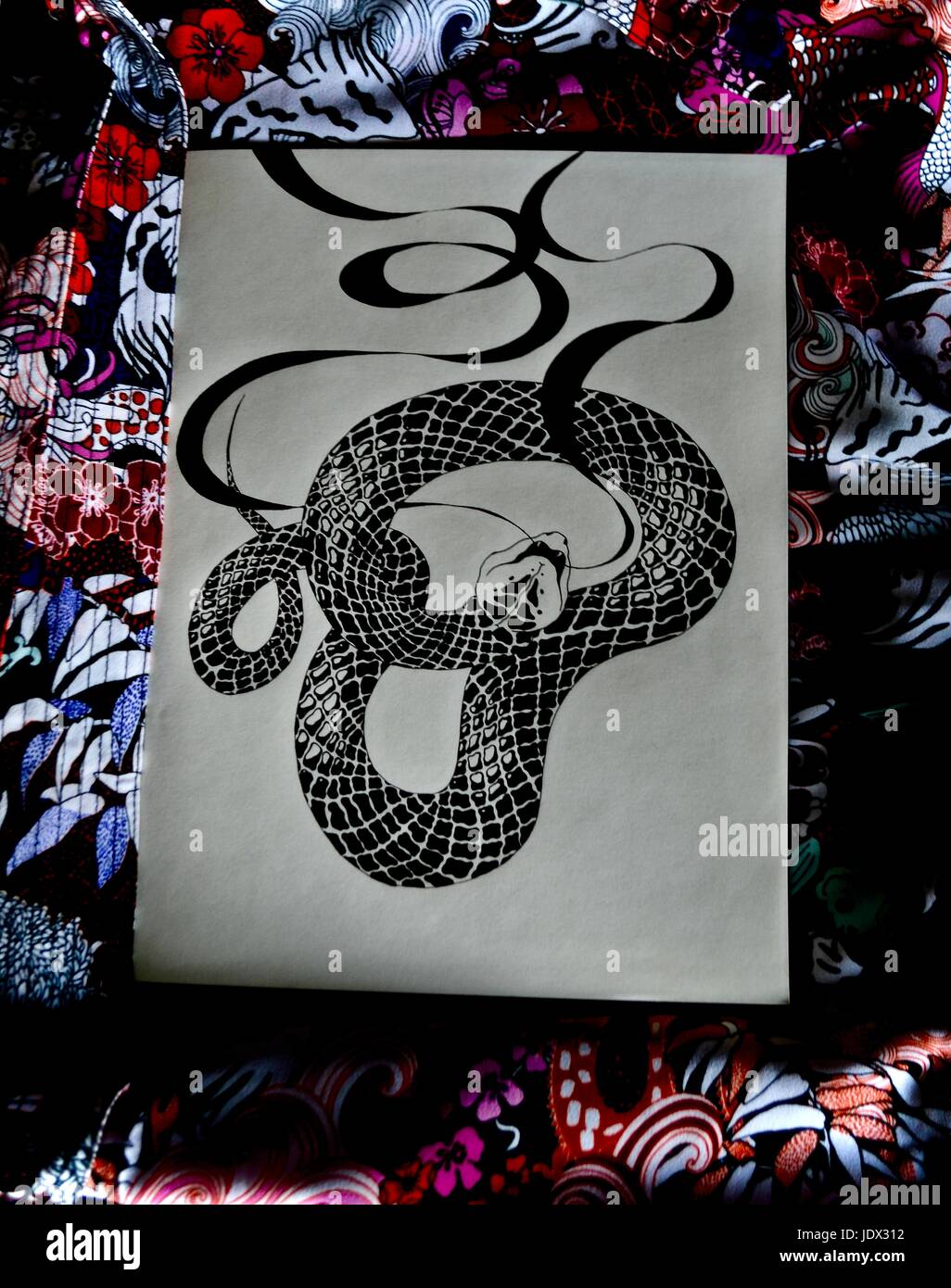 Drawing in paper ink, visual arts Stock Photo - Alamy