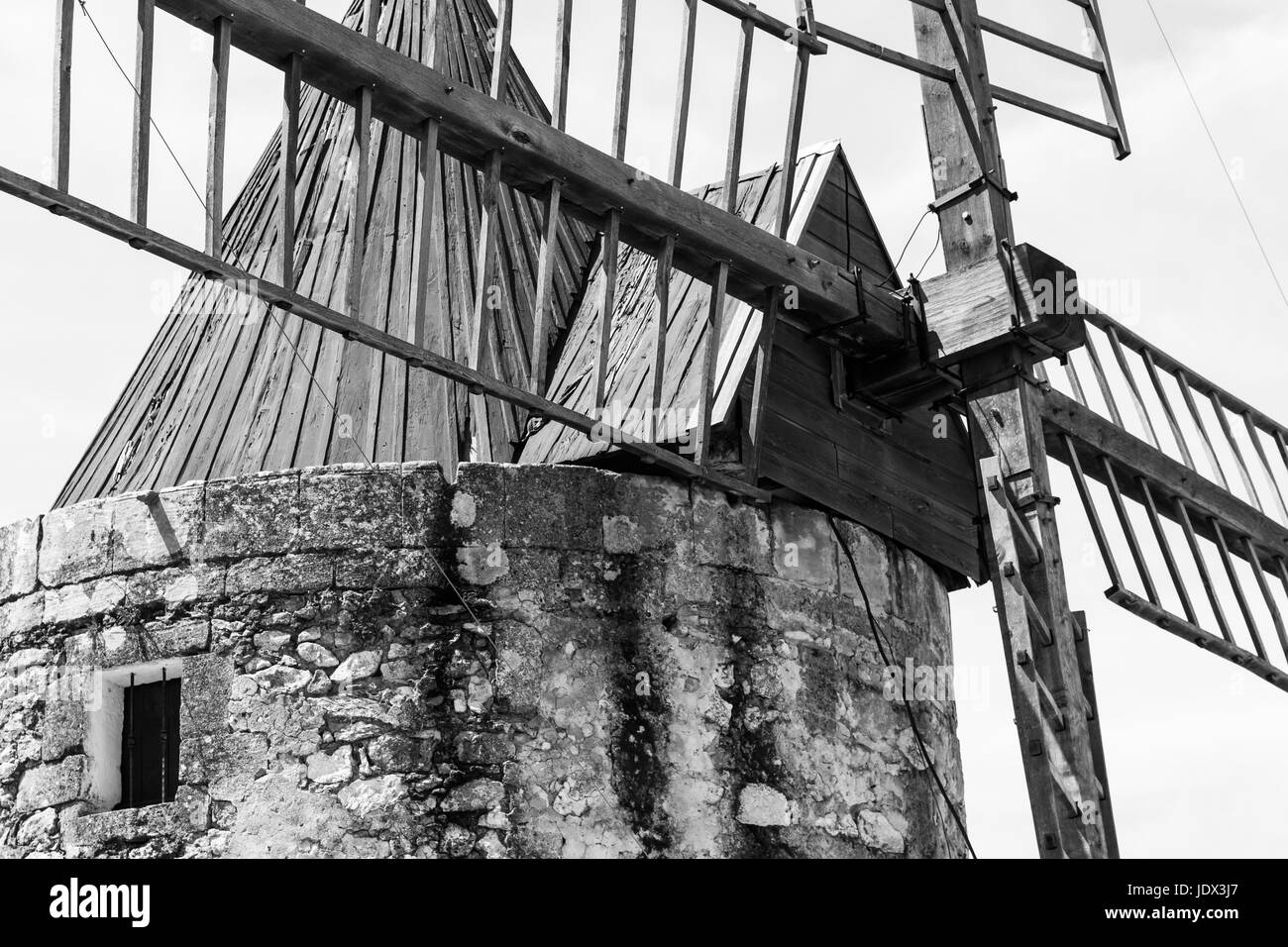 Provence region, France. Fontvieille old mill, made of stone and wood ...