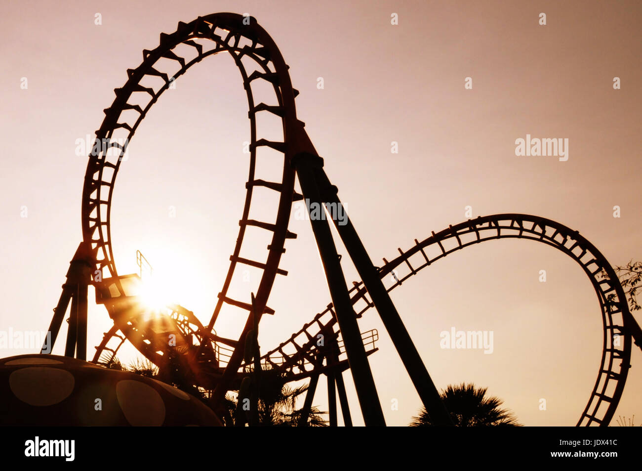 Rollercoaster view down track hi-res stock photography and images - Alamy