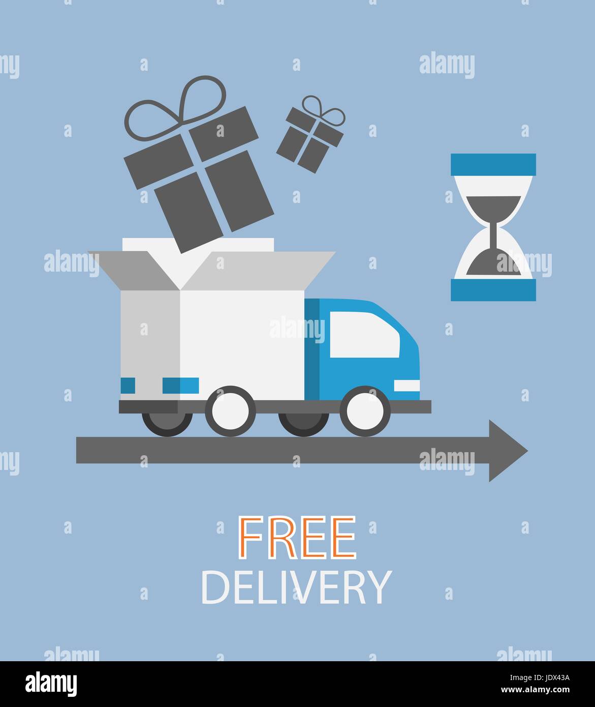 Vector free delivery concept in flat style - truck with gift Stock ...