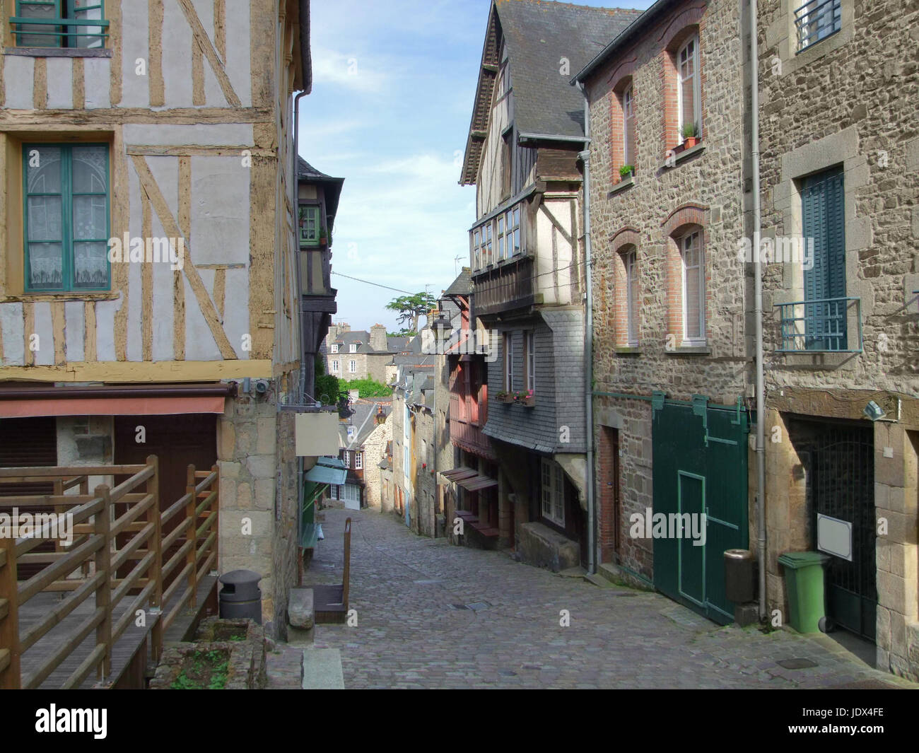 medieval breton street scenery with historic houses in France Stock ...