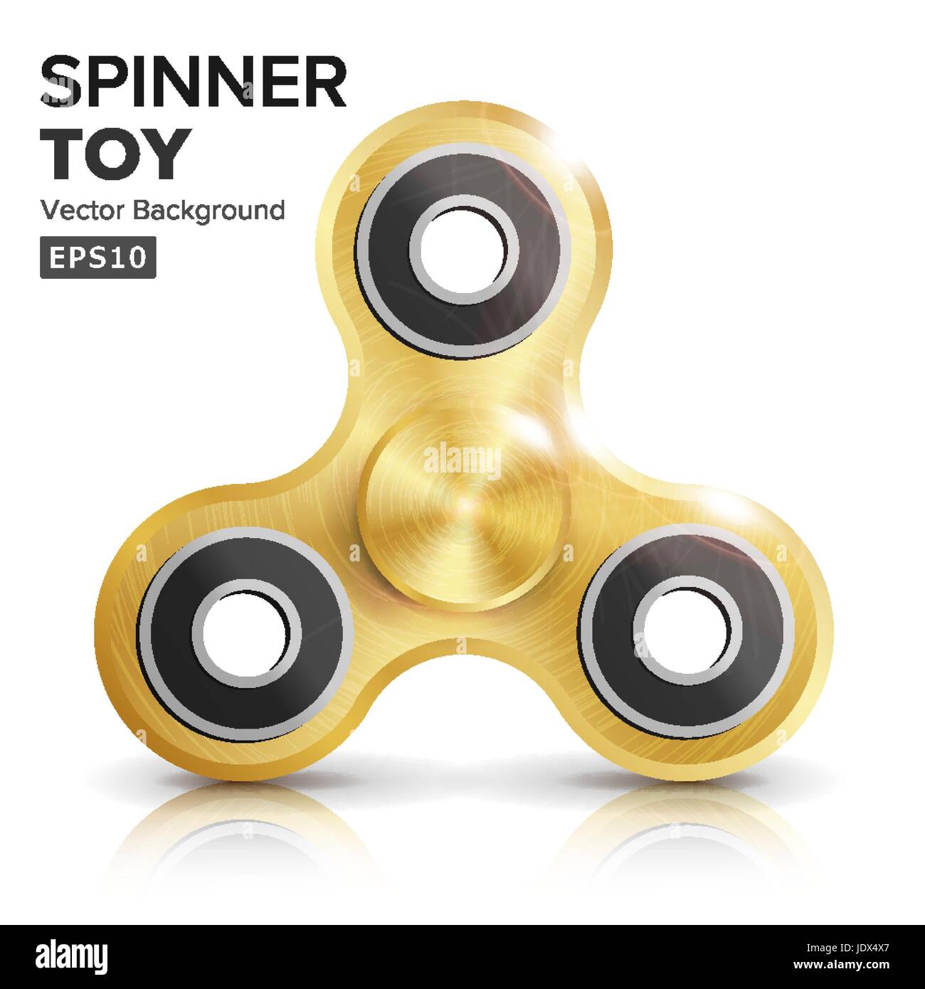 Fidget Hand Spinner Toy Vector. Realistic Gold Fidget Toy For Increased ...