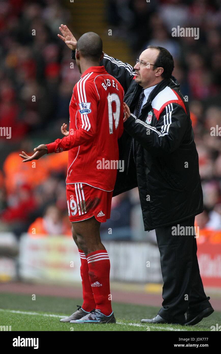 RAFA BENITEZ & RYAN BABEL LIVERPOOL FC MANAGER ANFIELD LIVERPOOL ...