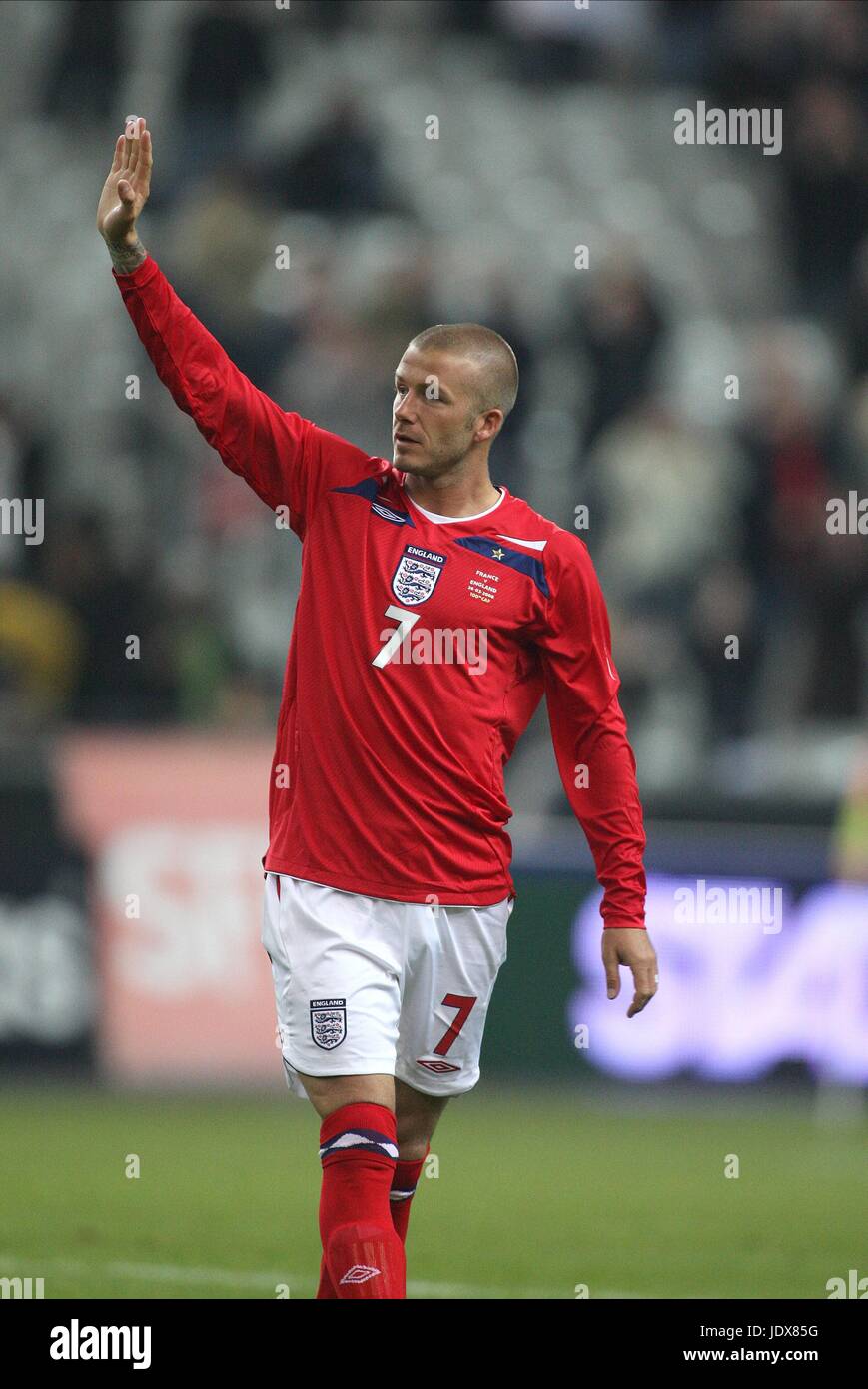 DAVID BECKHAM WAVES TO FANS FRANCE V ENGLAND STADE FRANCE PARIS FRANCE ...