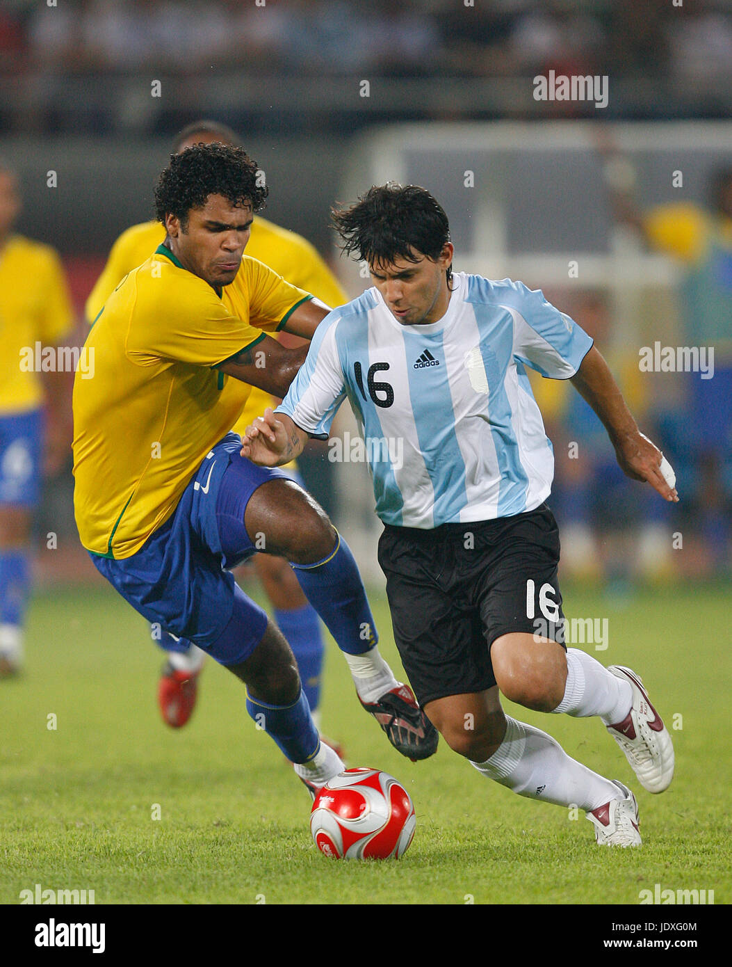 BRENO & SERGIO AGUERO ARGENTINA V BRAZIL OLYMPIC STADIUM BEIJING CHINA ...