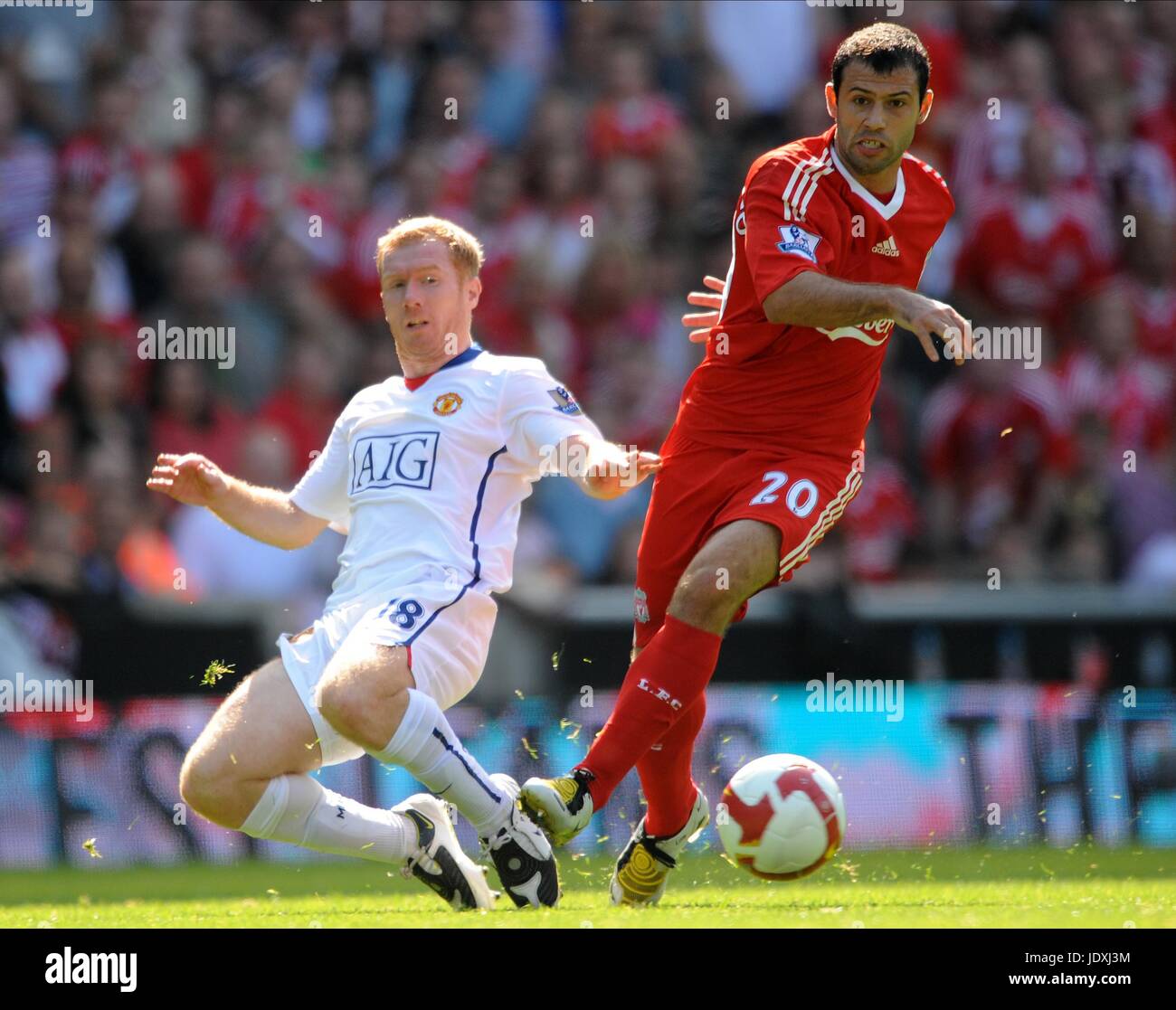 PAUL SCHOLES JAVIER MASCHERANO LIVERPOOL V MANCHESTER UNITED ANFIELD ...