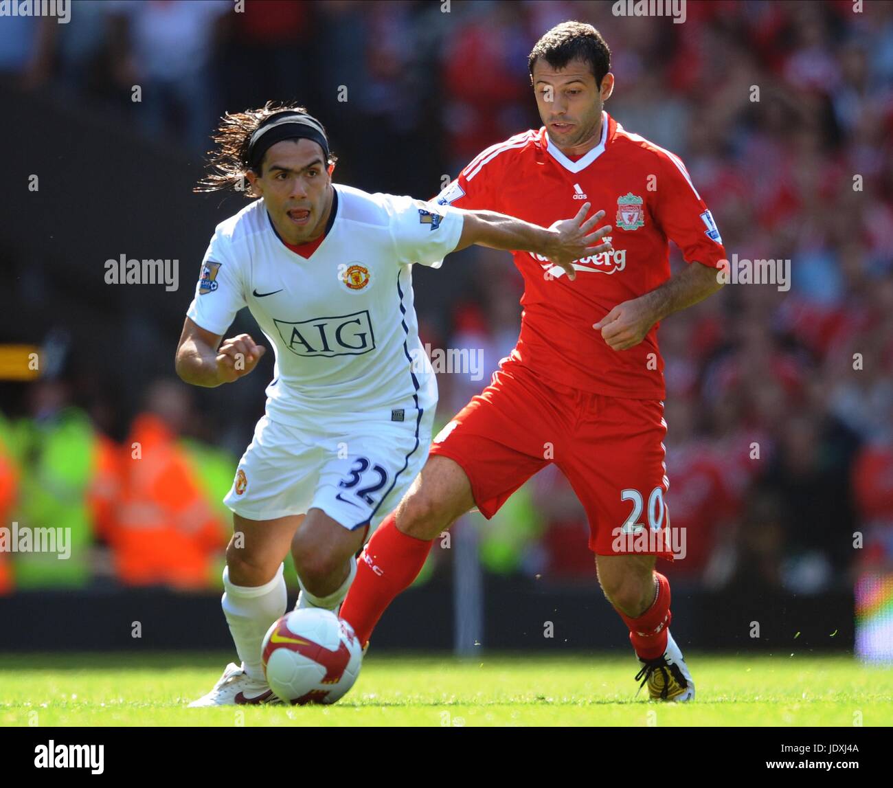 CARLOS TEVEZ JAVIER MASCHERANO LIVERPOOL V MANCHESTER UNITED ANFIELD ...