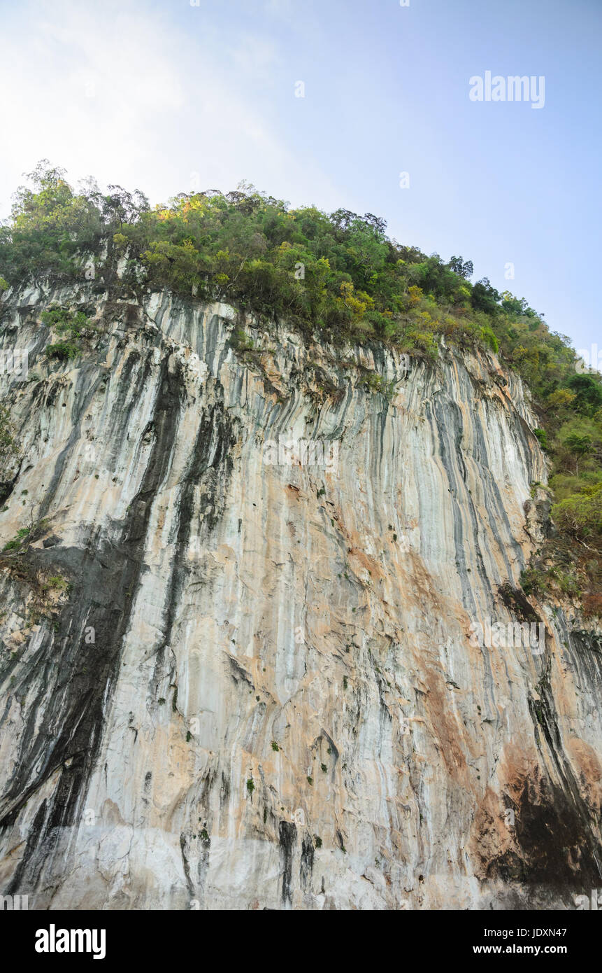Exotic high cliffs of limestone mountain in the Ratchaprapha Dam, Khao ...