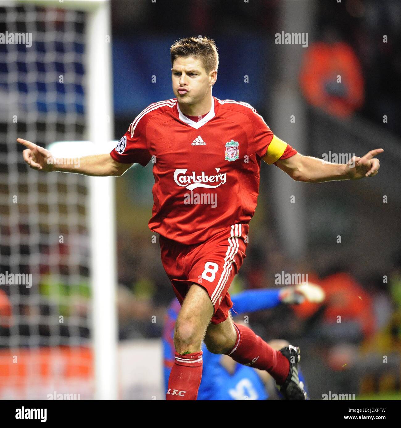 STEVEN GERRARD CELEBRATES LIVERPOOL V ATLETICO MADRID ANFIELD LIVERPOOL ...