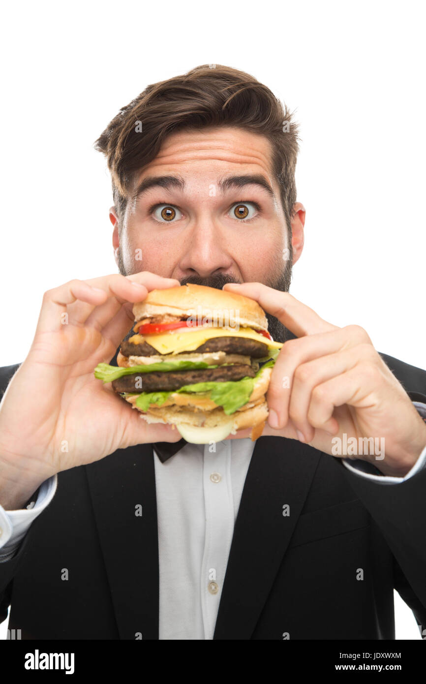 man with burger Stock Photo - Alamy
