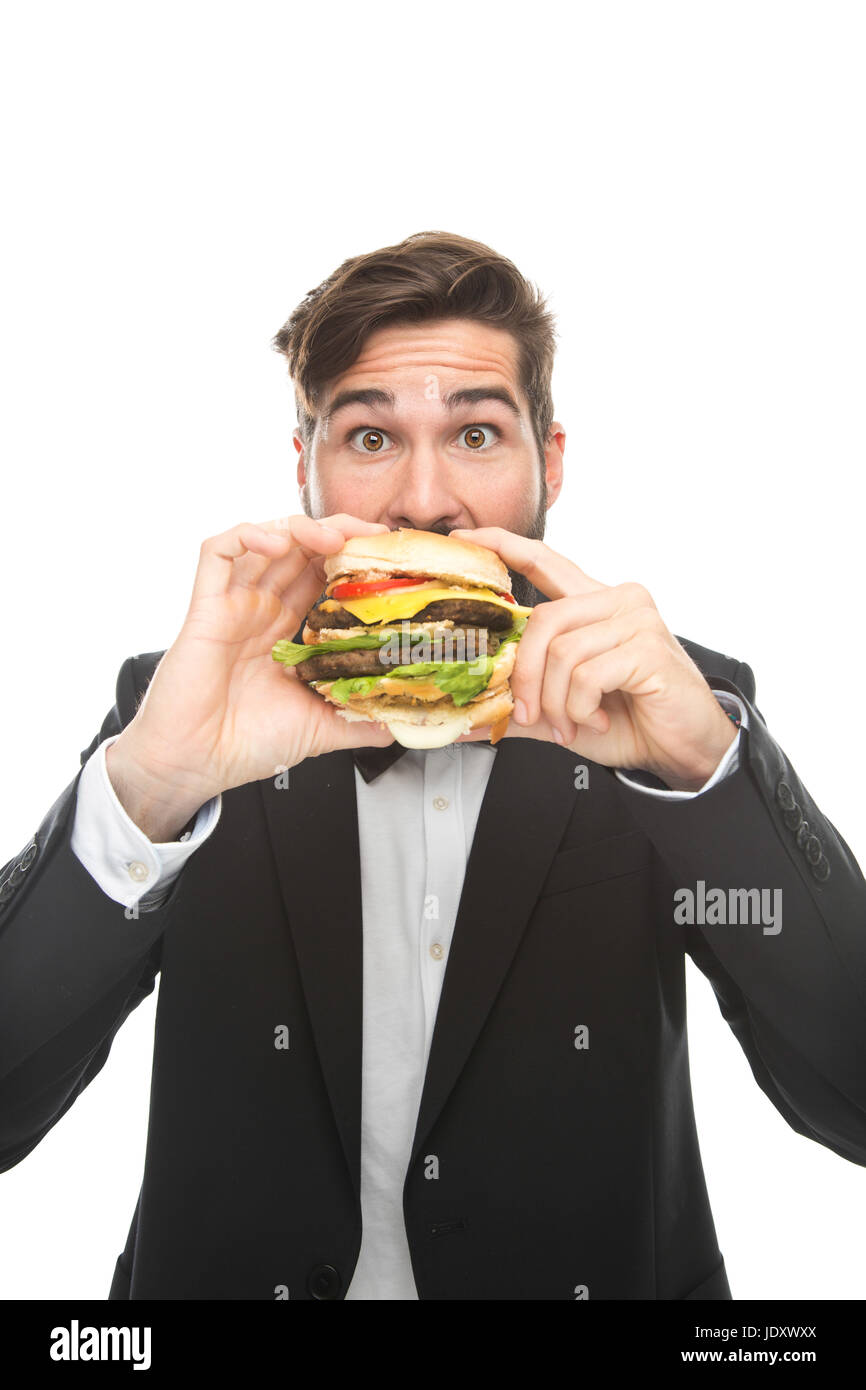 man with burger Stock Photo - Alamy