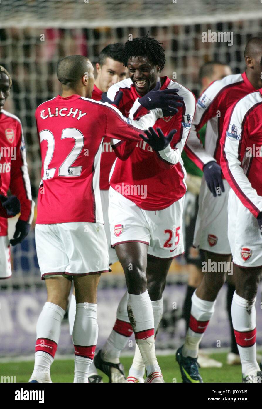EMMANUEL ADEBAYOR CELEBRATES G HULL V ARSENAL KC STADIUM HULL ENGLAND ...