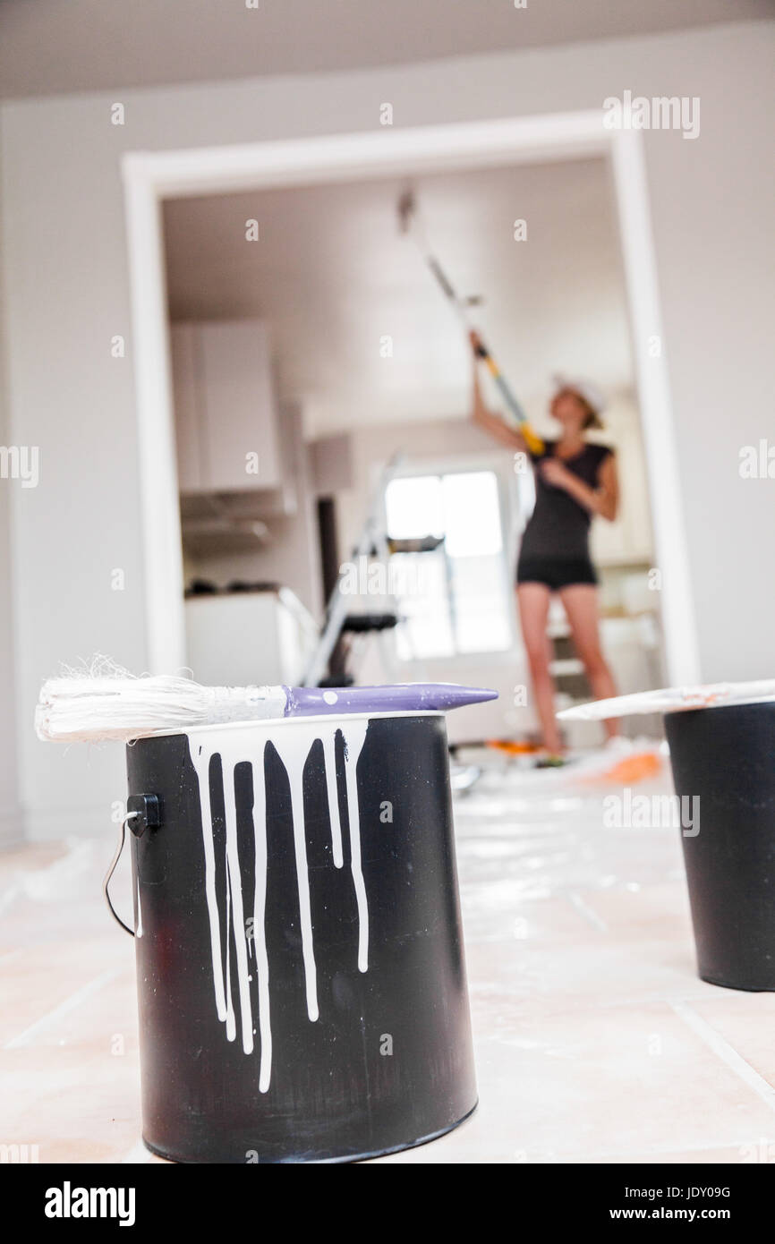 Paintcan and Paint brush dripping with all kind of Painting equipment ...