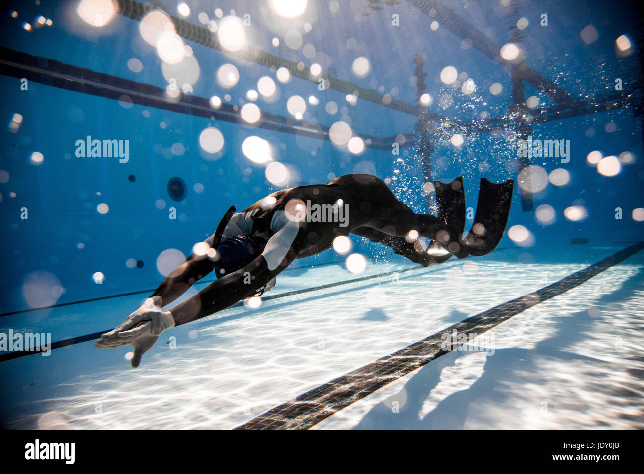 Freediver Holding his breath and Performing during a AIDA DYN ...