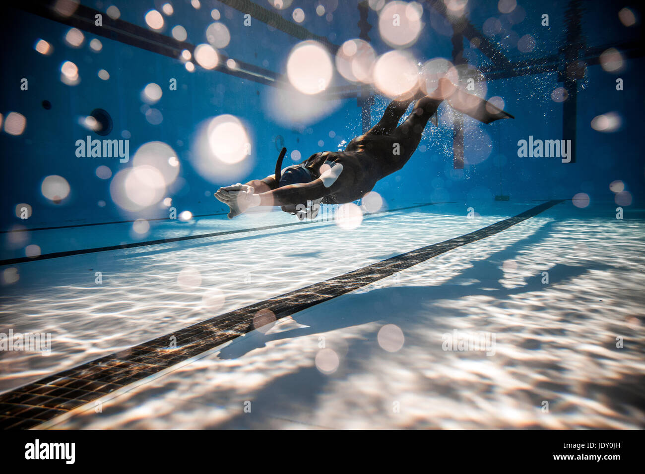 Freediver Holding his breath and Performing during a AIDA DYN ...