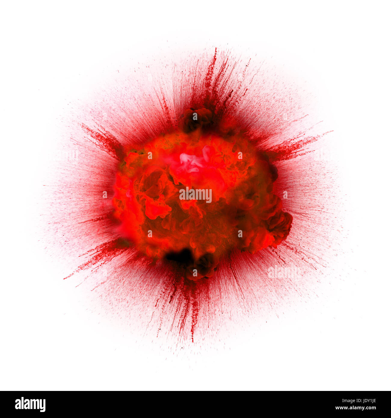 Red toxic explosion isolated on white background Stock Photo - Alamy