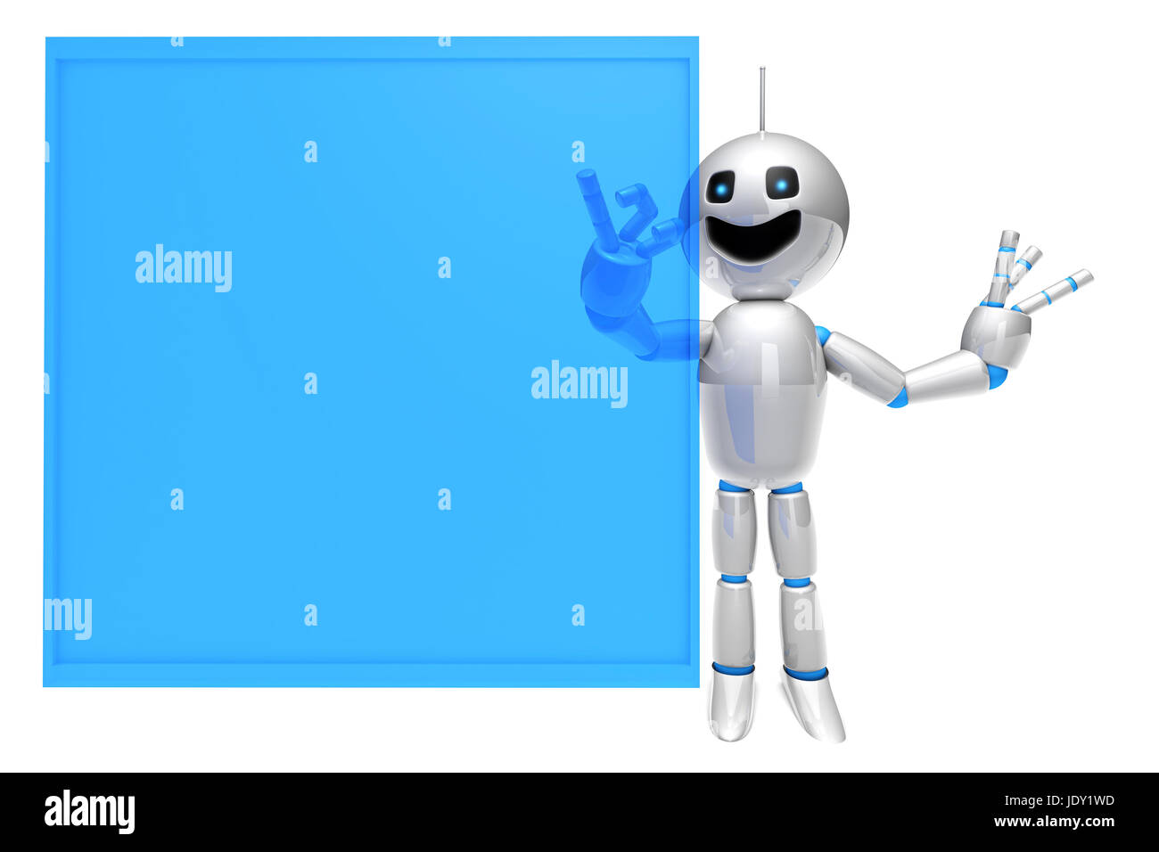 A cartoon Robot using a virtual touchscreen or Display Stock Photo - Alamy