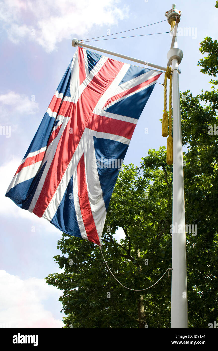 Union Jack hanging along the Mall, London Stock Photo - Alamy