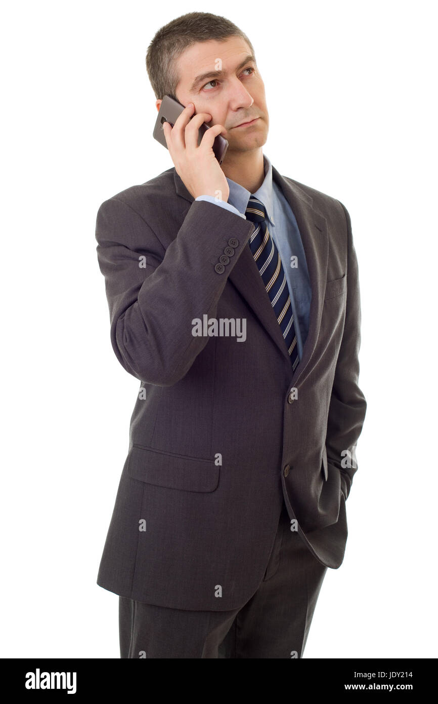 worried business man on the phone, isolated Stock Photo - Alamy
